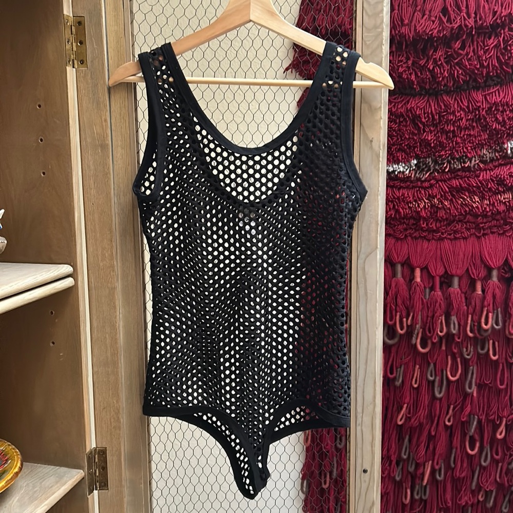 Topia Black Mesh Body Suit - Gem